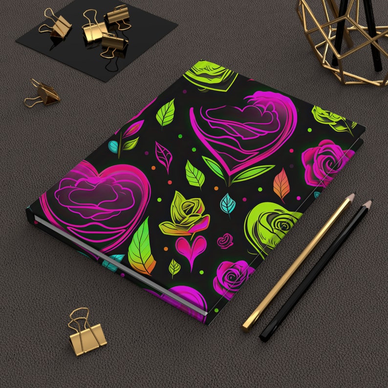 Neon Hearts Roses Seamless Clipart Images Png Svg Vector - Etsy