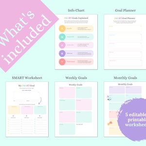 SMART Goal Planner | Goal Setting Worksheet | Editable + Printable PDF ...