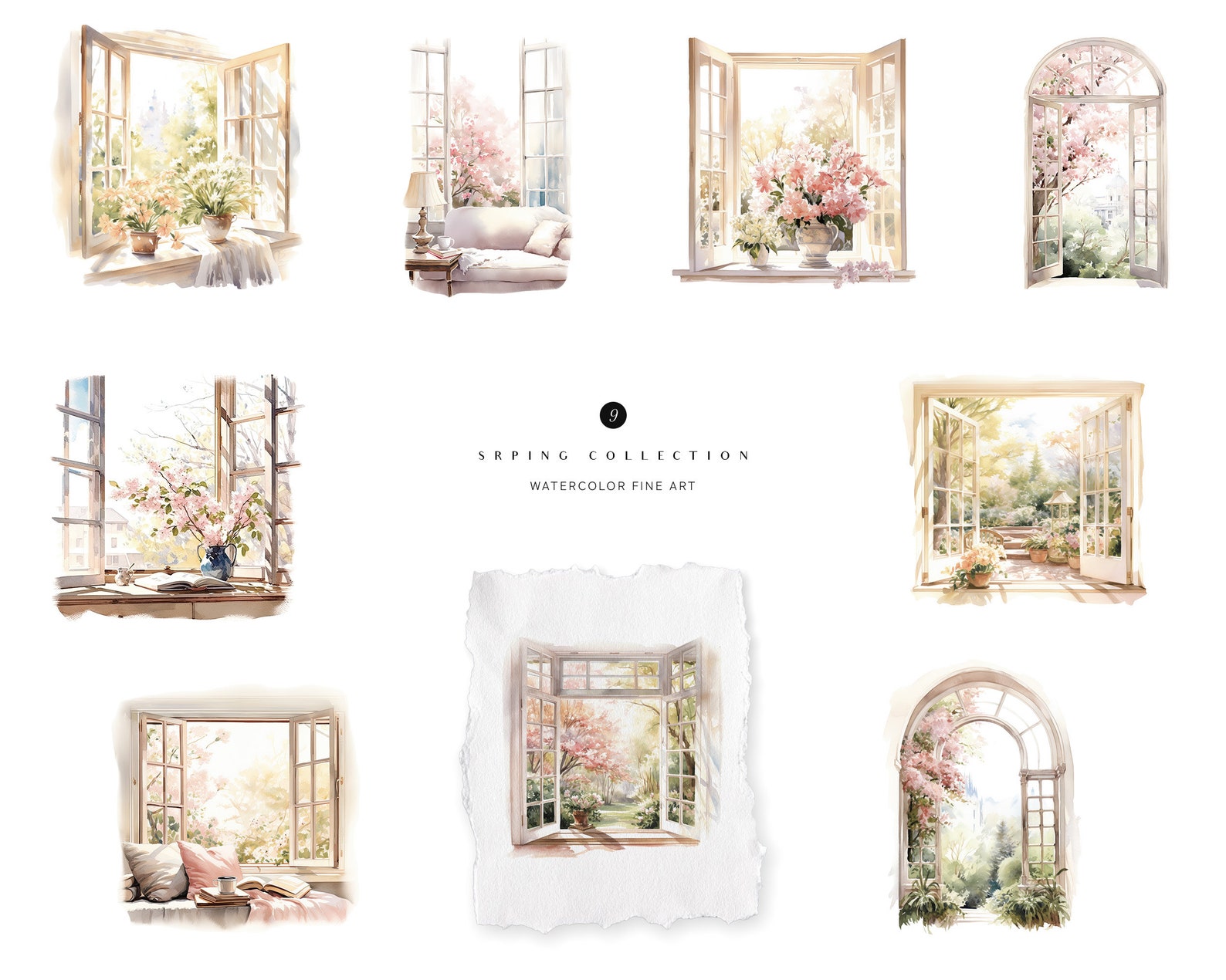 Watercolor Sunshine Windows Clipart Spring Clipart Window Clipart Sunny ...