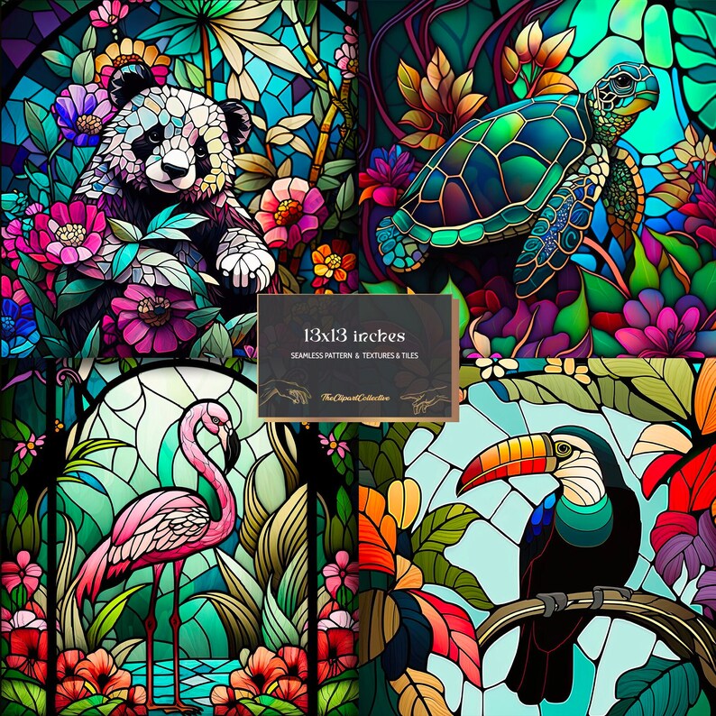 100 Stained Glass Mega Bundle, Stained Glass Paper, Stained Glass ...