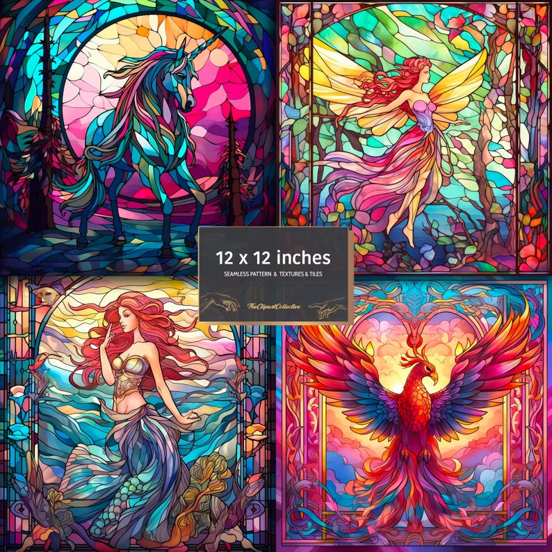 100 Stained Glass Mega Bundle, Stained Glass Paper, Stained Glass ...