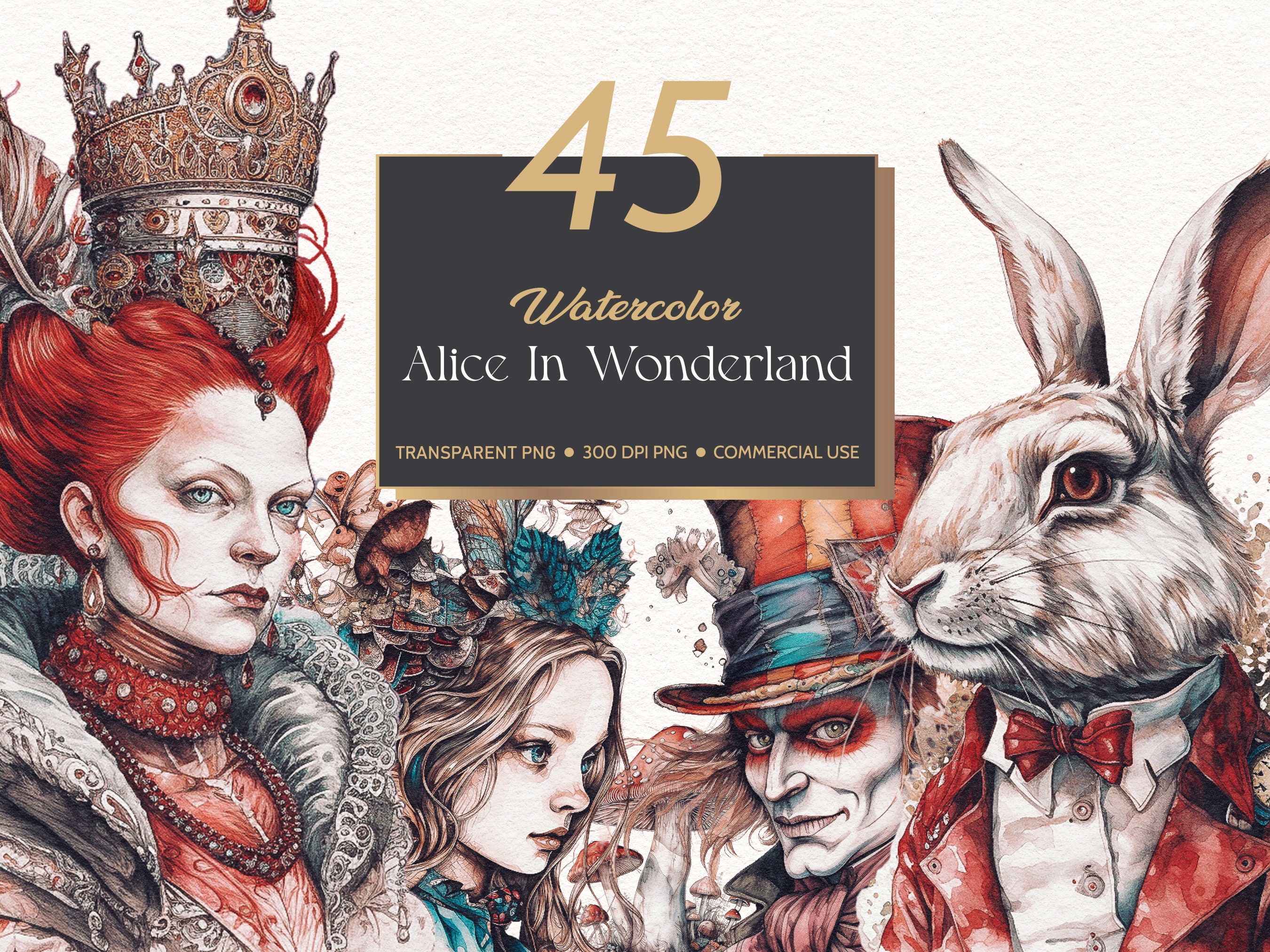 45 PNG Watercolor Alice in Wonderland Clipart Fairytale - Etsy