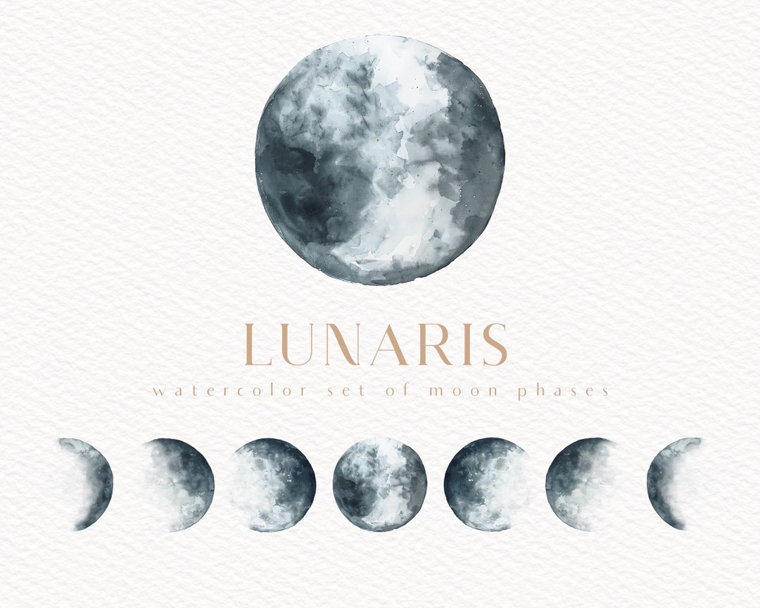 Handpainted Watercolor Moon Phases SET ITEM Moons Clipart Clipart ...