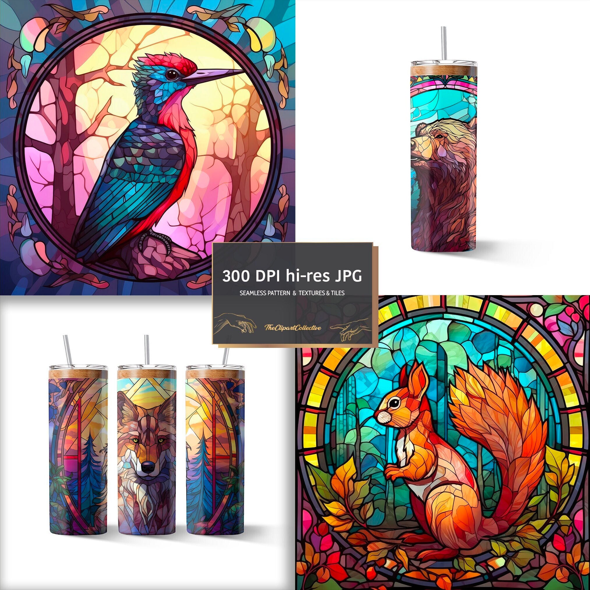 100 Stained Glass Mega Bundle, Stained Glass Paper, Stained Glass ...