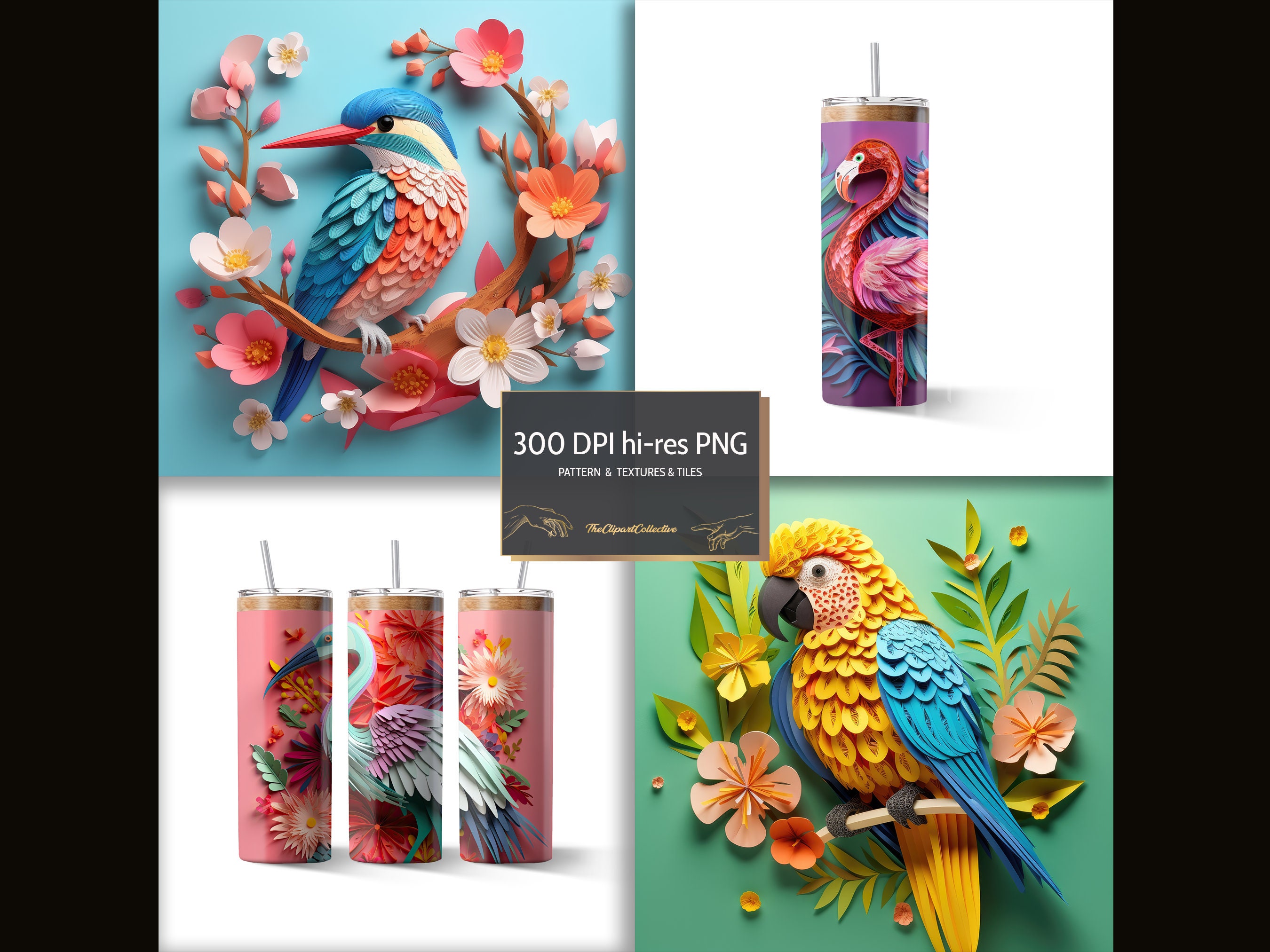100 3D Paper Quilling Digital Papers, MEGA PACK, Paper Cut Art , Paper ...