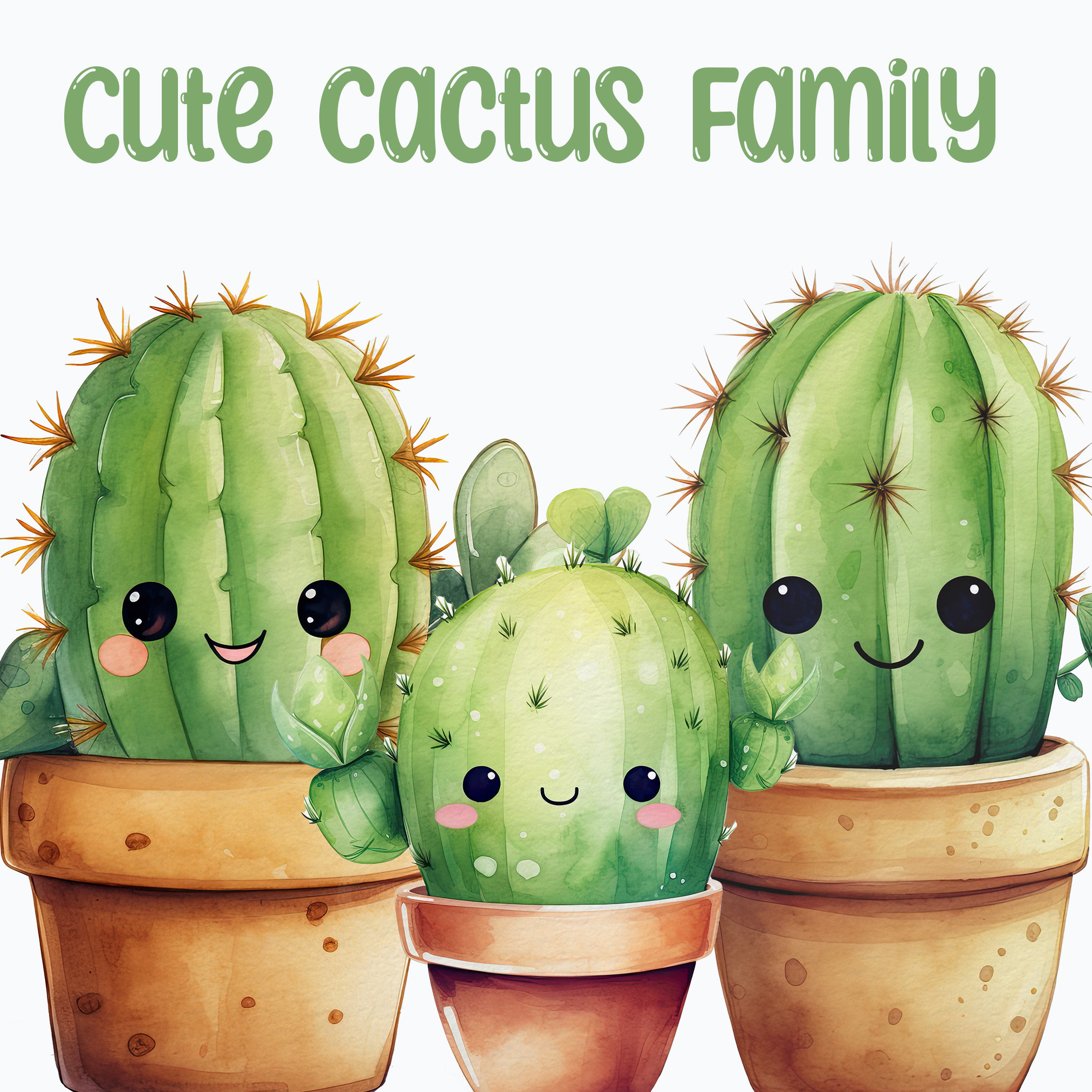 15 Cute Cactus Family Clipart Smiling Cacuts Clipart Happy Cactus ...