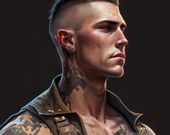 Male Fantasy Character Art, Digital Downloads, AI Art, Character Art ...