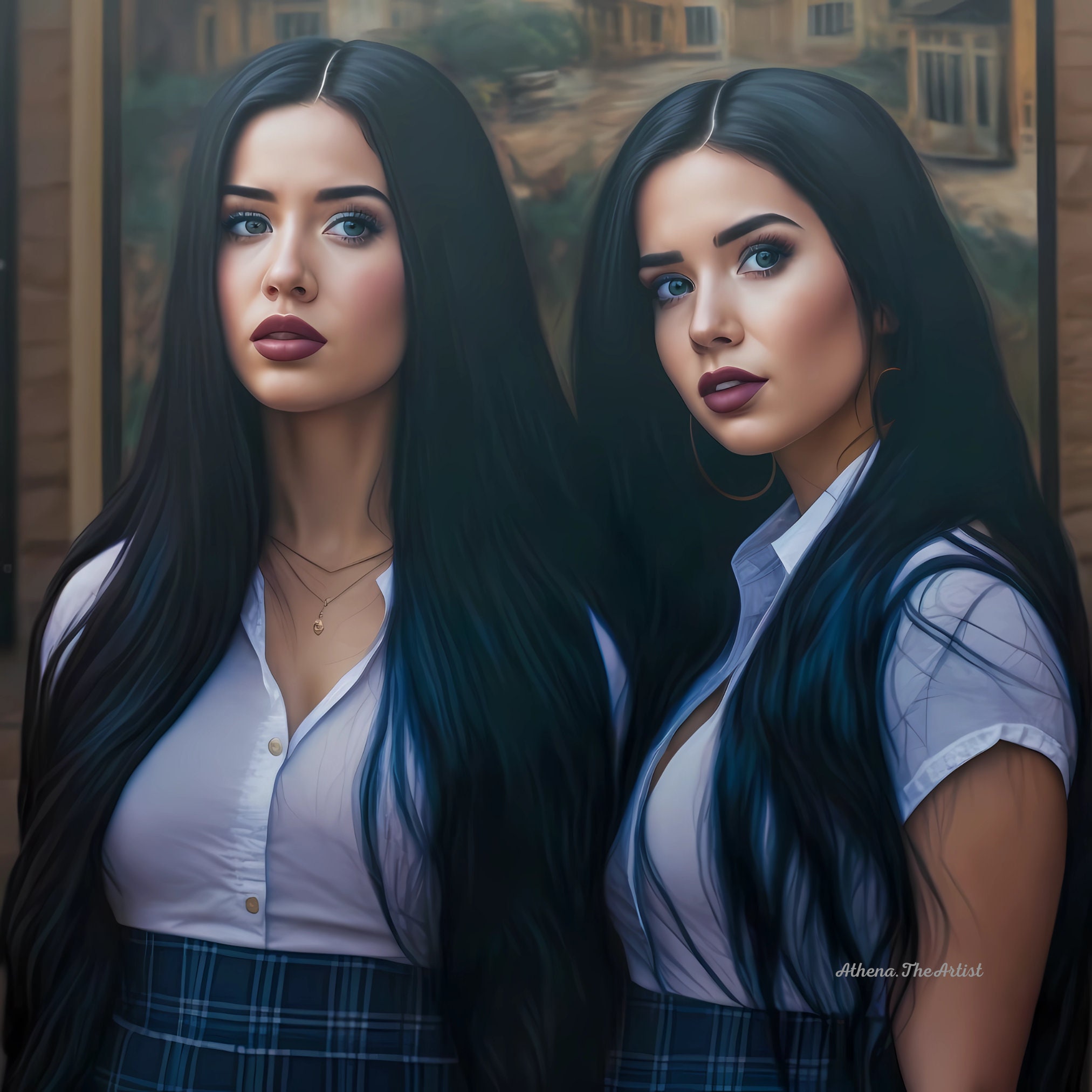 Pretty Twins, Digital Download, AI Art, Character Art, AI Digital ...