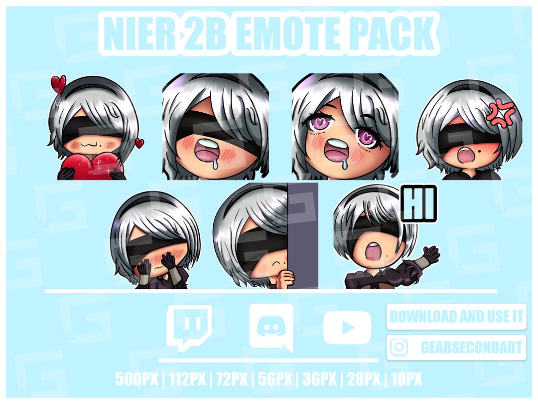 Twitch Emote Nier Yorha 2B Hi Lurk Blush - Etsy
