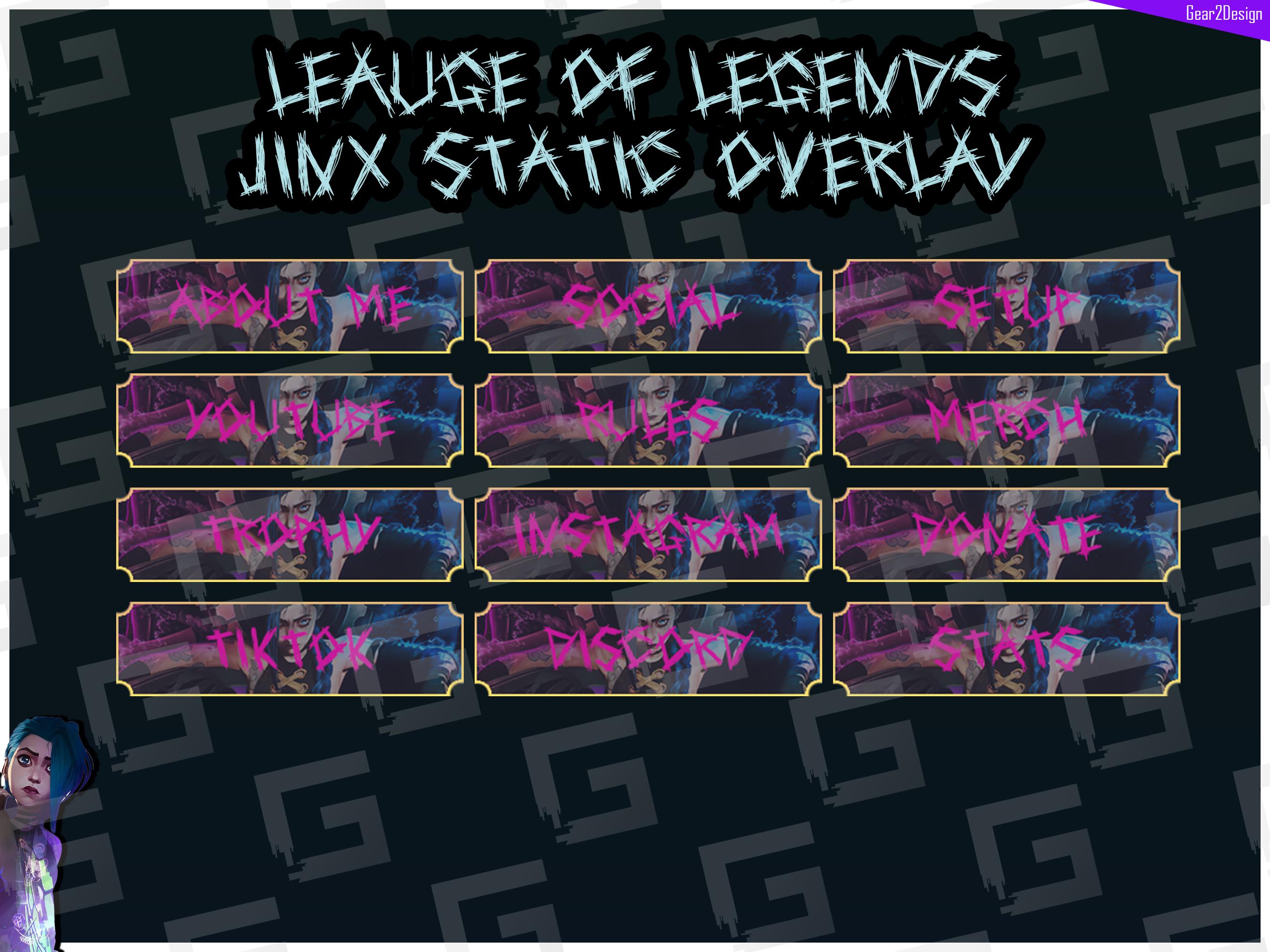 Jinx Stream Overlay Pack | HUD | Webcam | Panels | Static | Streaming ...