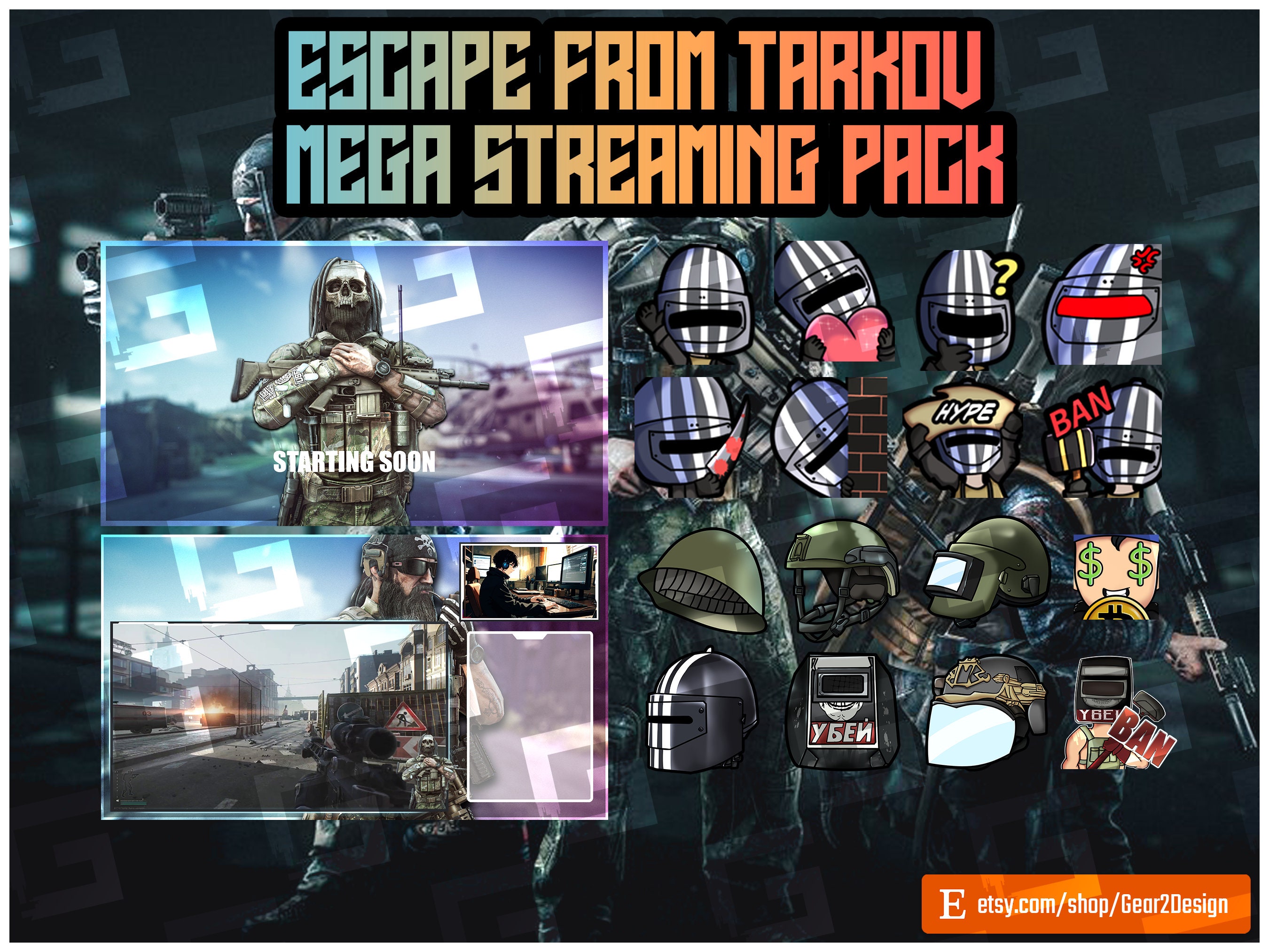 Escape From Tarkov MEGA Streaming Pack | Animated Overlay | Emote ...