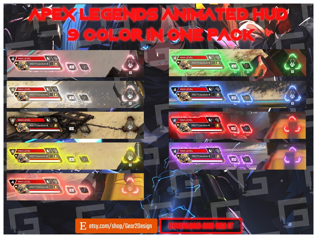 Apex Legends Animated HUD 9 Color PACK || Twitch Animated Overlay ...