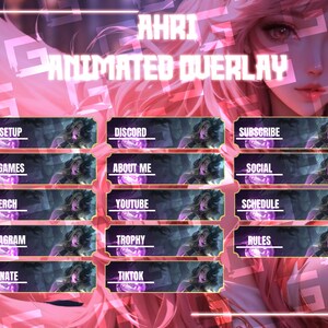 Ahri Animated Stream Overlay Pack | HUD | Webcam | Panels | Animated ...