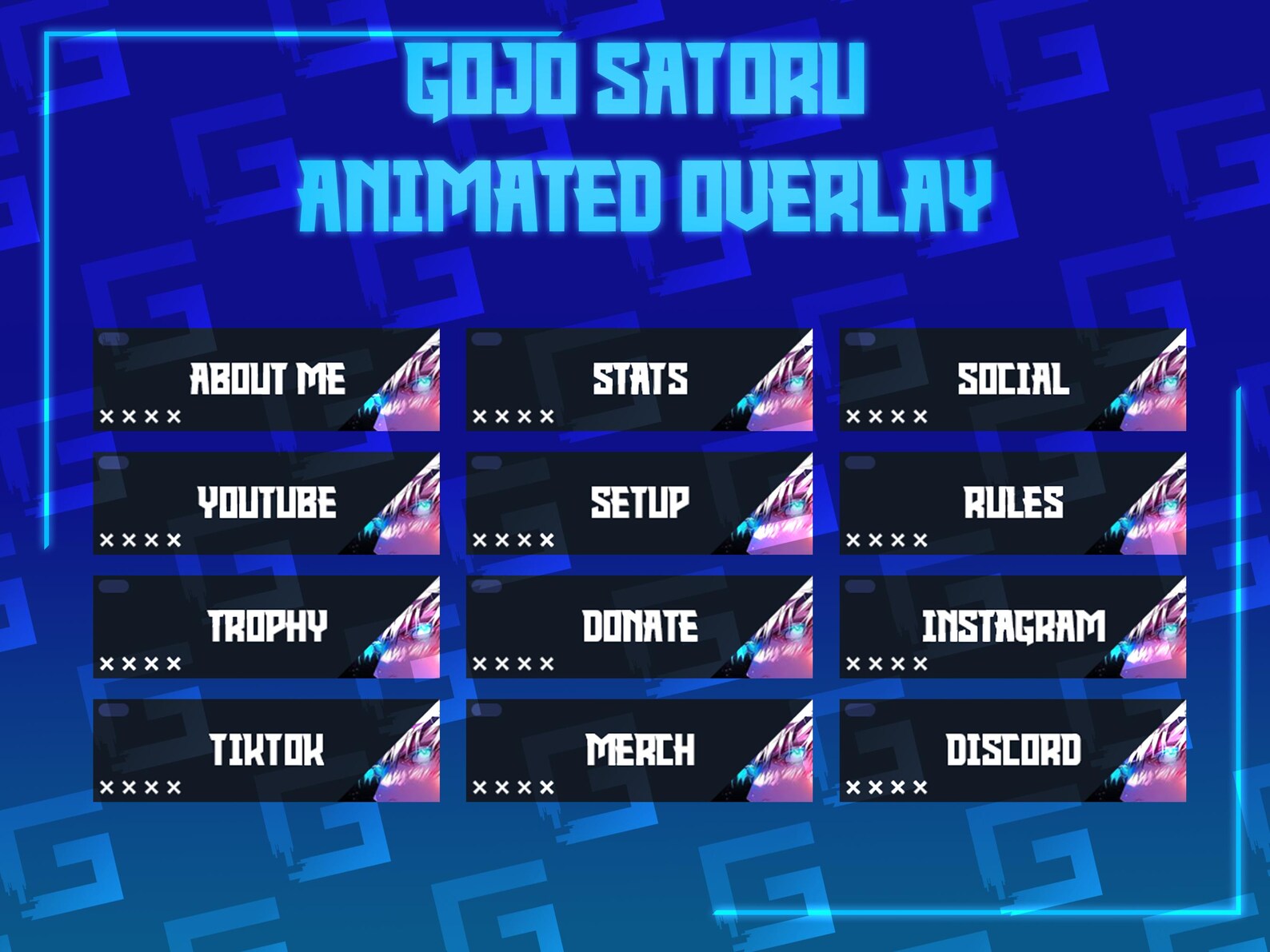 Gojo Satoru Animated Overlay | Anime | Twitch | Streaming | Streamer ...