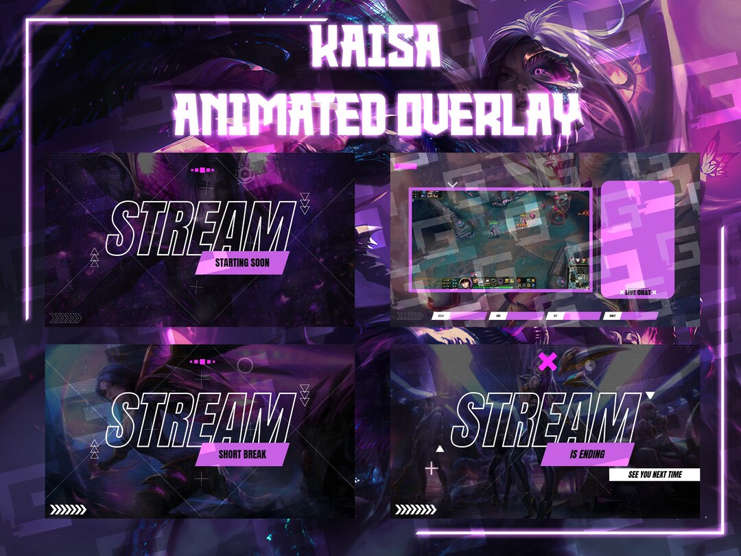 Kaisa Animated Stream Overlay Pack | HUD | Webcam | Panels | Animated ...