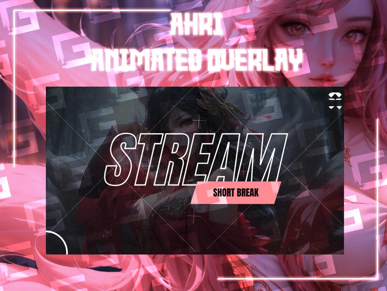 Ahri Animated Stream Overlay Pack | HUD | Webcam | Panels | Animated ...