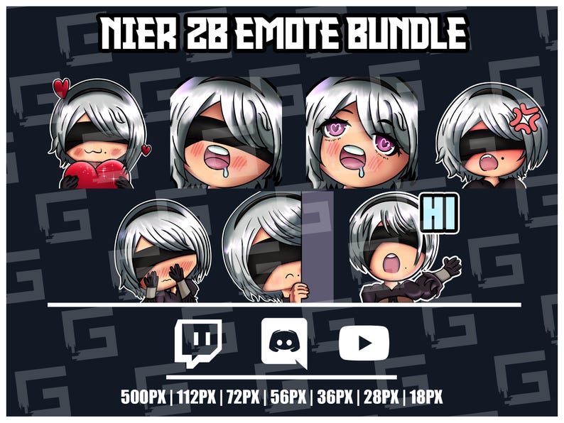 Nier 2B Emote Bundle || Twitch Emote || Nier || Yorha || Twitch ...