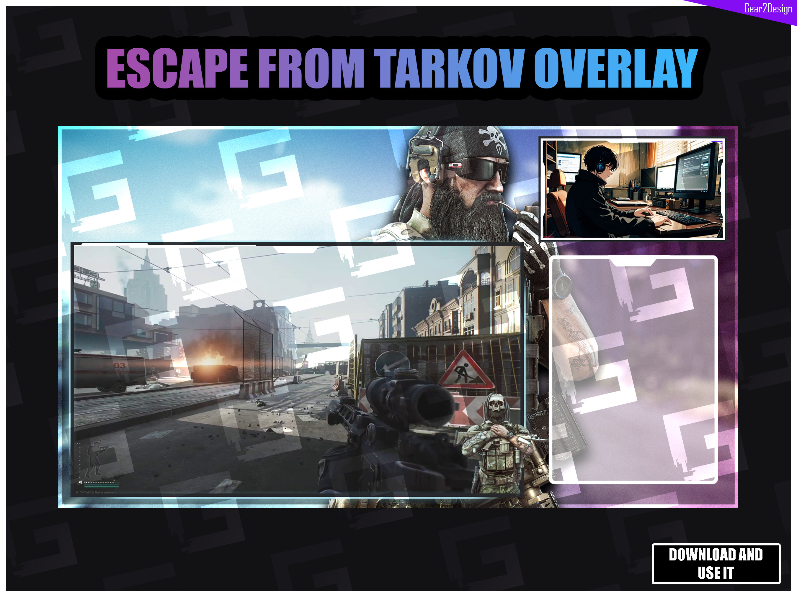 Escape From Tarkov Animated Overlay Pack Webcam Panels HUD Streaming ...
