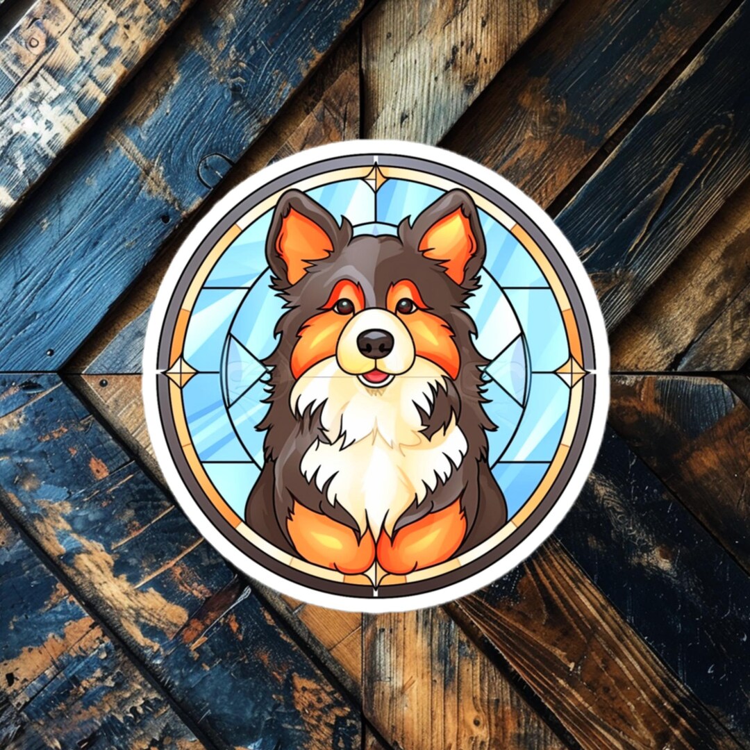 Tricolor Stained Glass Finnish Lapphund Sticker Pet Sticker Vinyl Decal ...