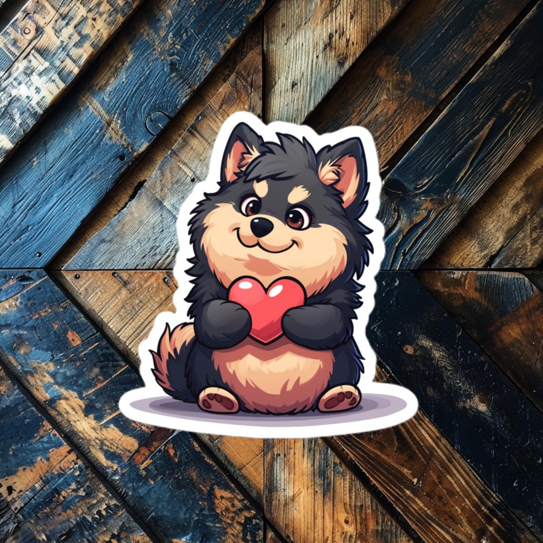 Finnish Lapphund Cute Heart Sticker | Adorable Dog Art Decal | Finnish ...
