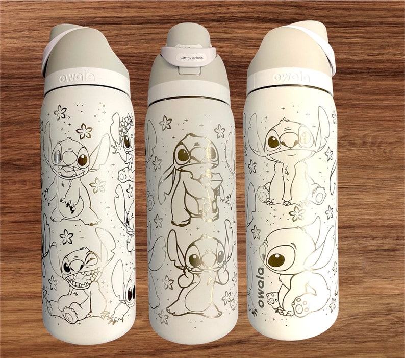 Full Wrap Disney Lilo and Stitch Engraved Water Bottle Owala Freesip ...