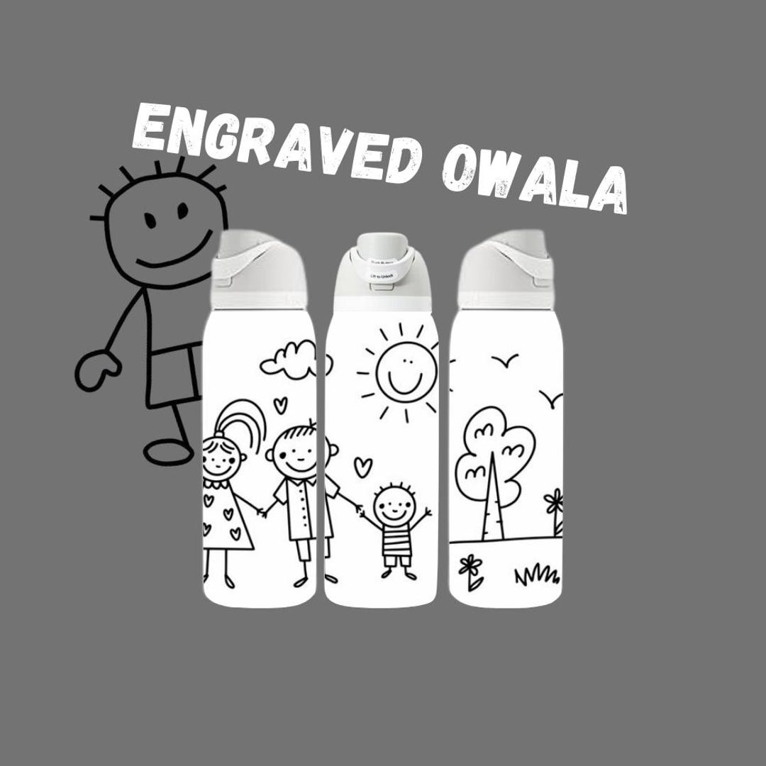Full Wrap YOUR Custom Drawing Scribble Engraved Water Bottle Owala ...
