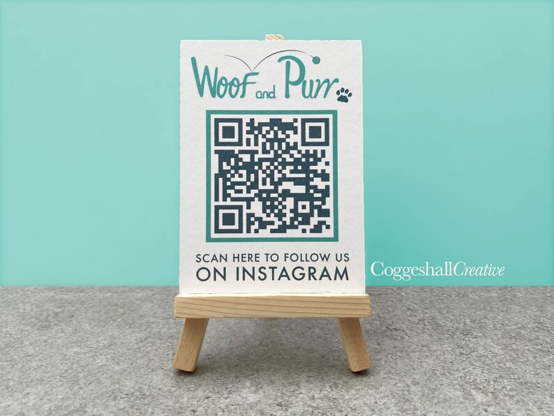 Custom Personalised Logo QR Code Signs Mini Wood Easels - Etsy