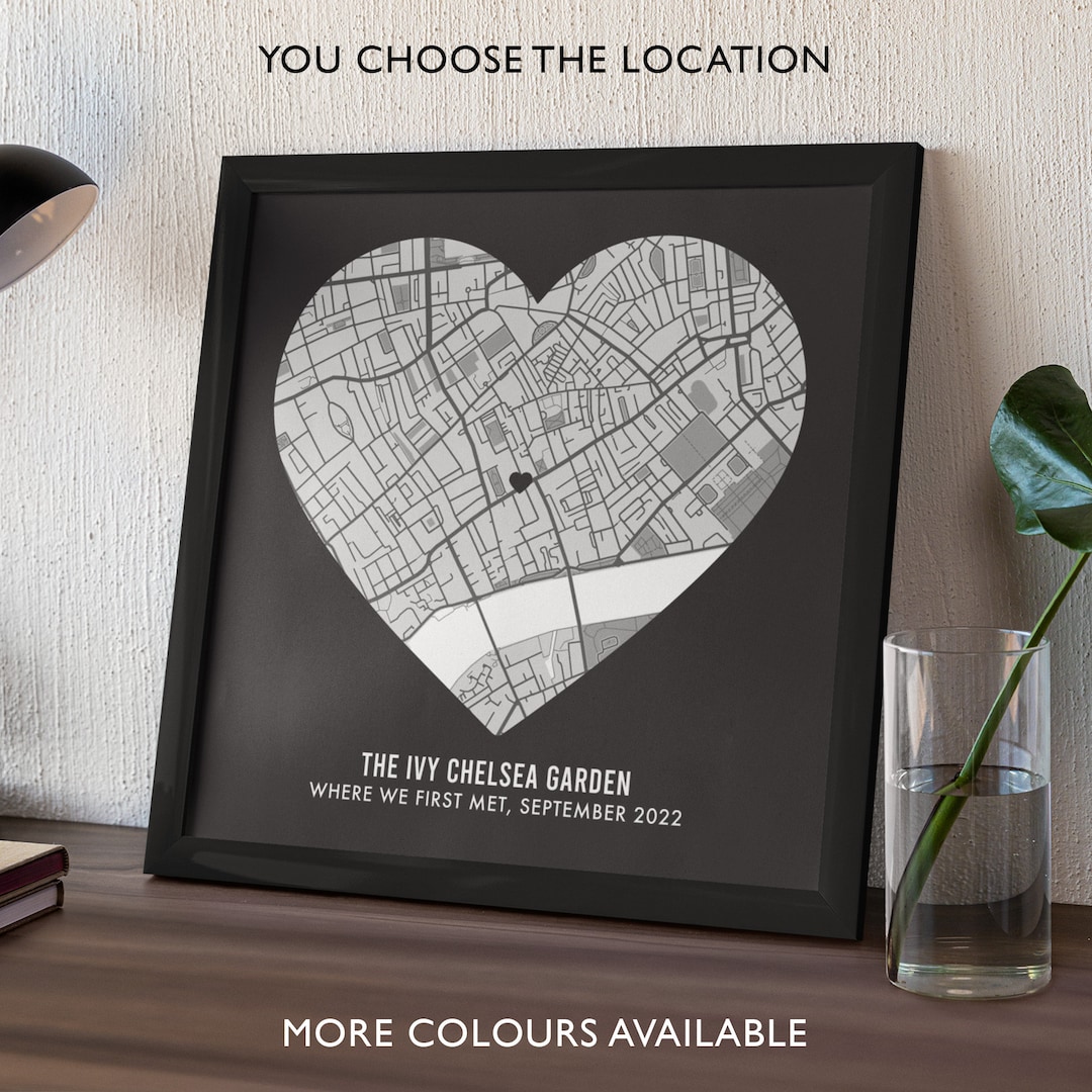 Personalised Heart Map Gift Art Print digital Download Your Chosen ...