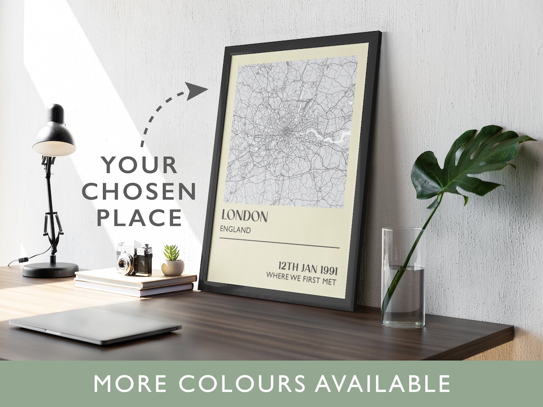 Personalised Map Art Print • Custom Map of Your Chosen Location ...