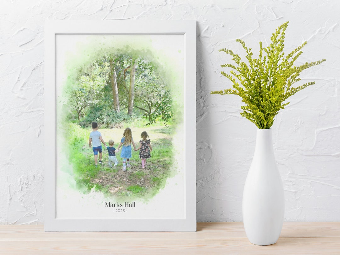 Family Portrait Watercolour Artwork Personalised Print Custom Painting ...