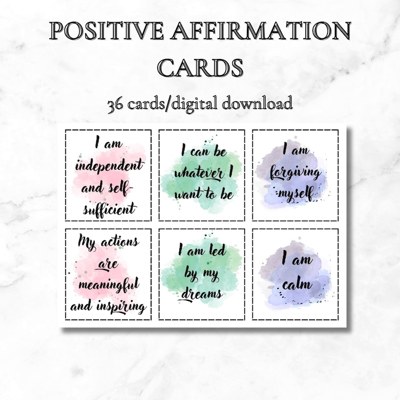 36 Positive Affirmation Cards Printable, Affirmation Cards Digital ...