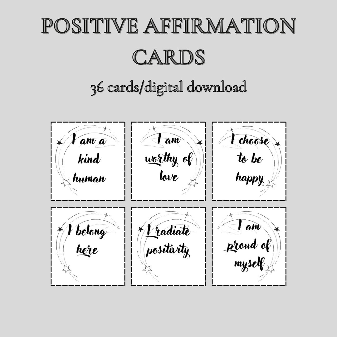 36 Positive Affirmation Cards Printable Affirmation Cards Digital