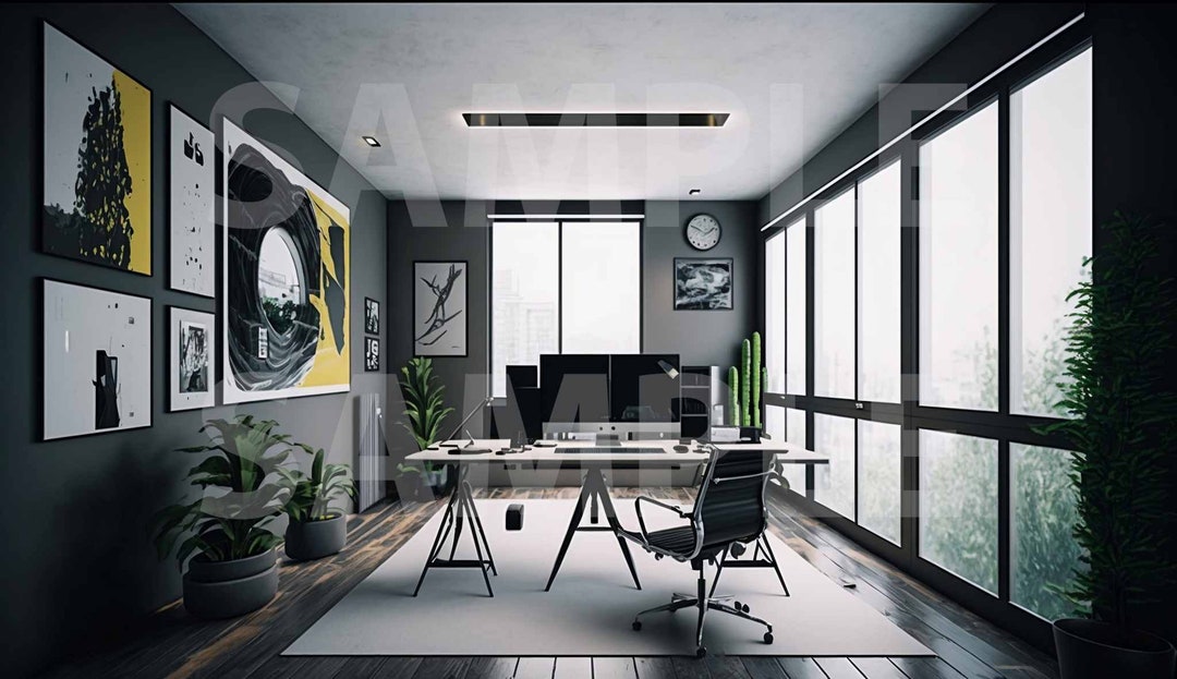 Modern office Zoom Virtual Backgrounds Office Background - Etsy 日本