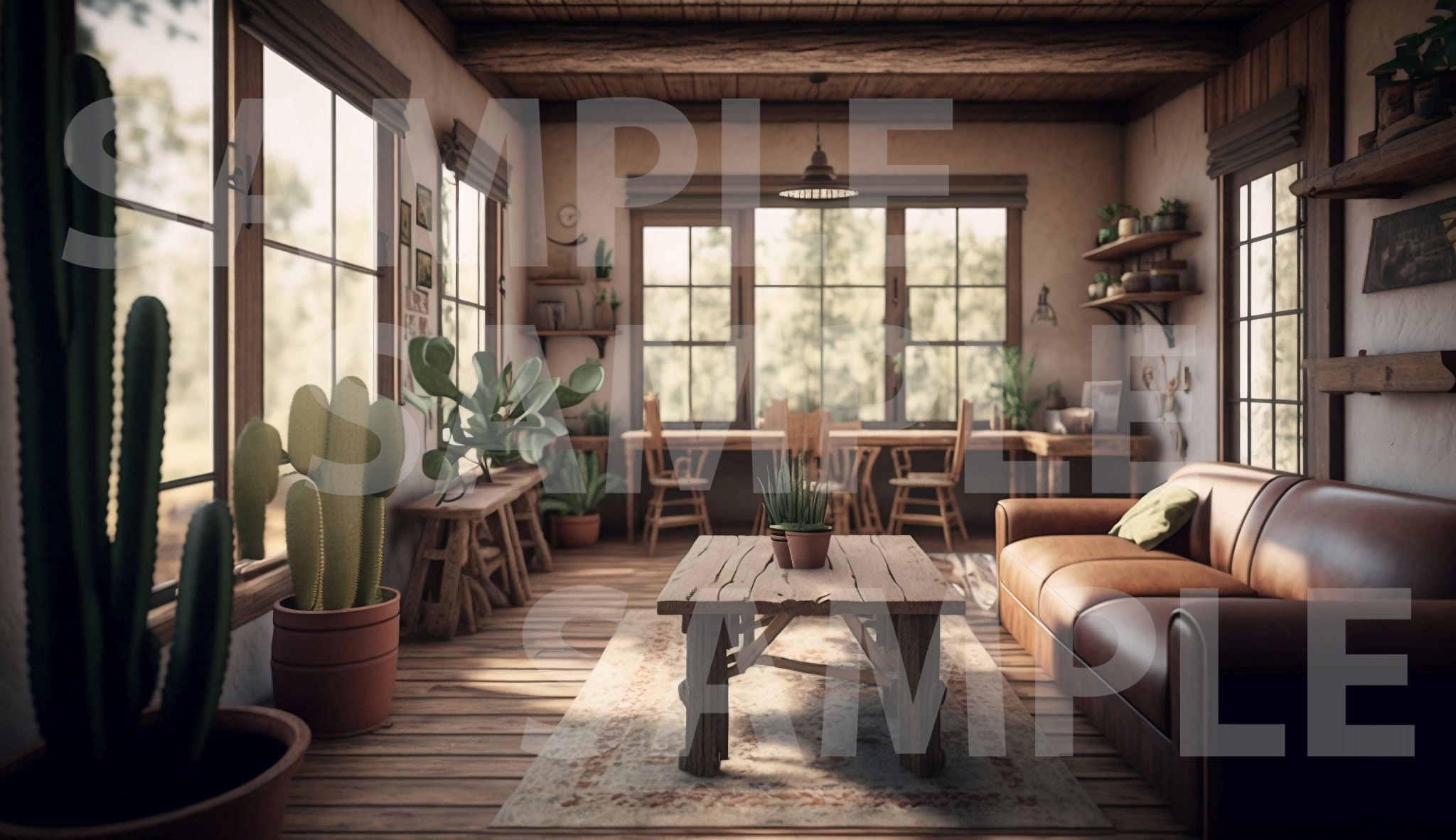 Bright Western Rustic Room Zoom Virtual Background Office - Etsy