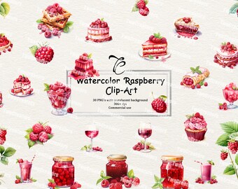 Raspberry Clip Art Bundle 36 Quality Transparent Watercolor - Etsy