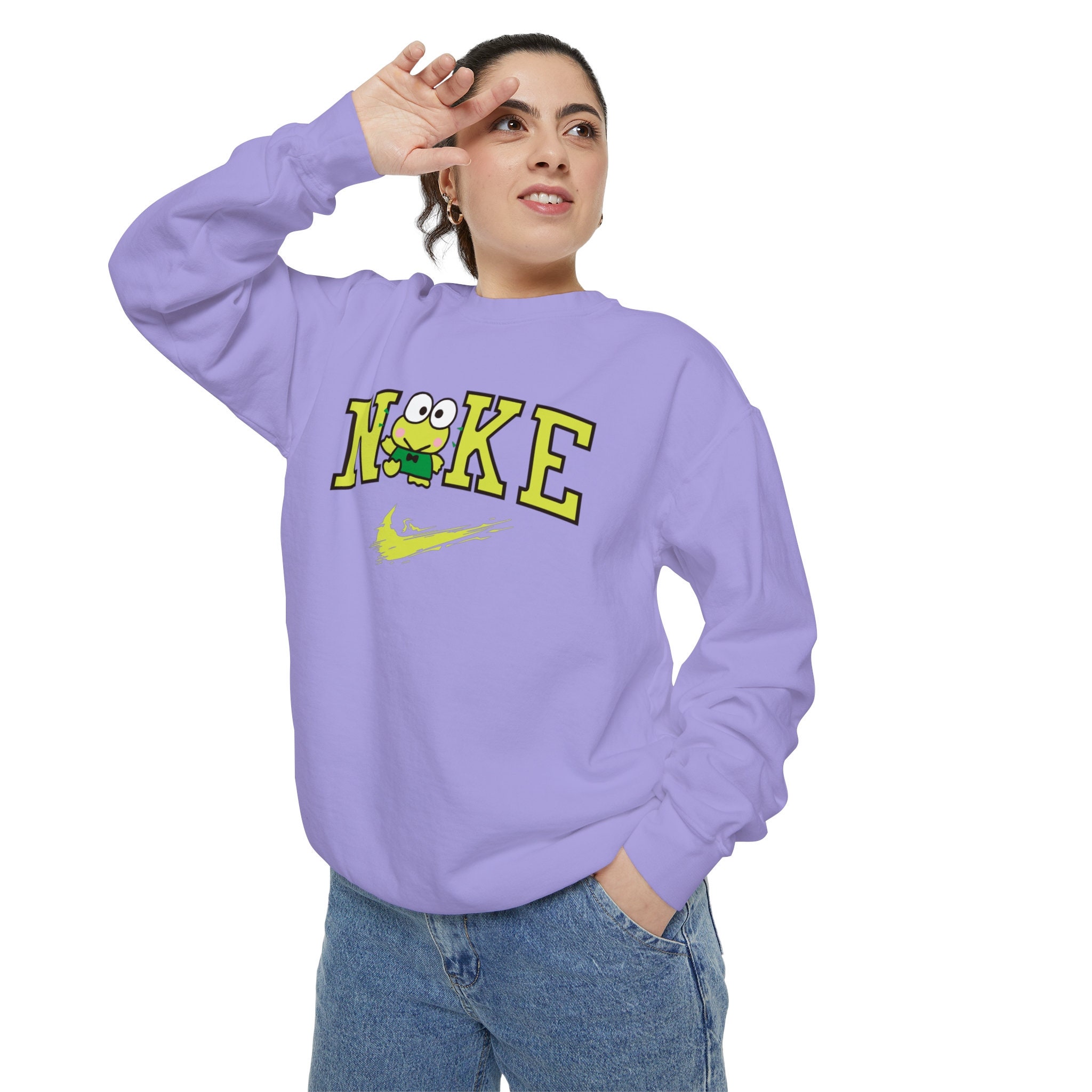 Kawaii Frog Character Garment-dyed Sweatshirt, Cute Kawaii Inspired ...