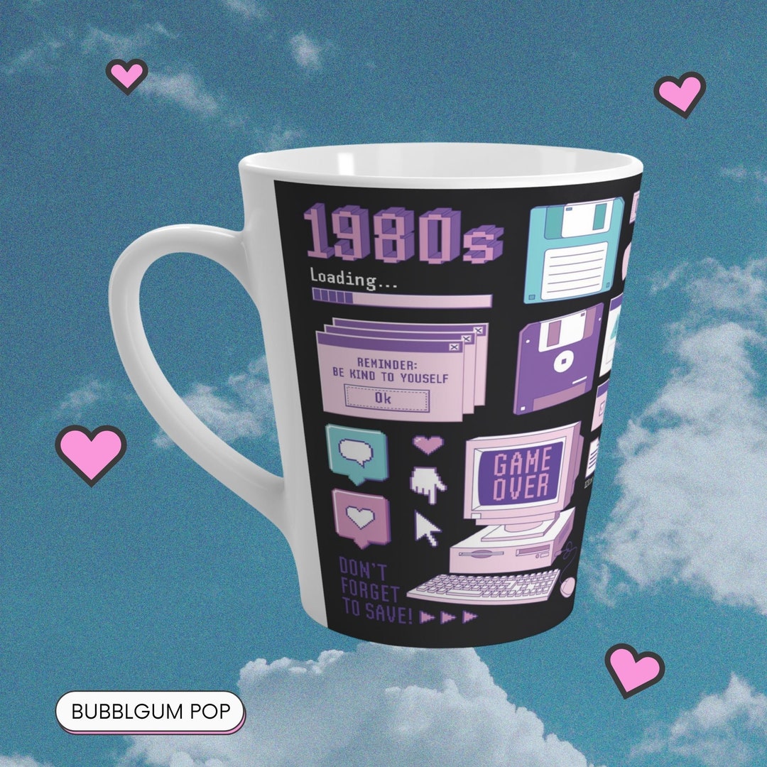 Retro Pc Aesthetic Latte Mug 12oz, 80's Inspired Drinkware, 80s ...