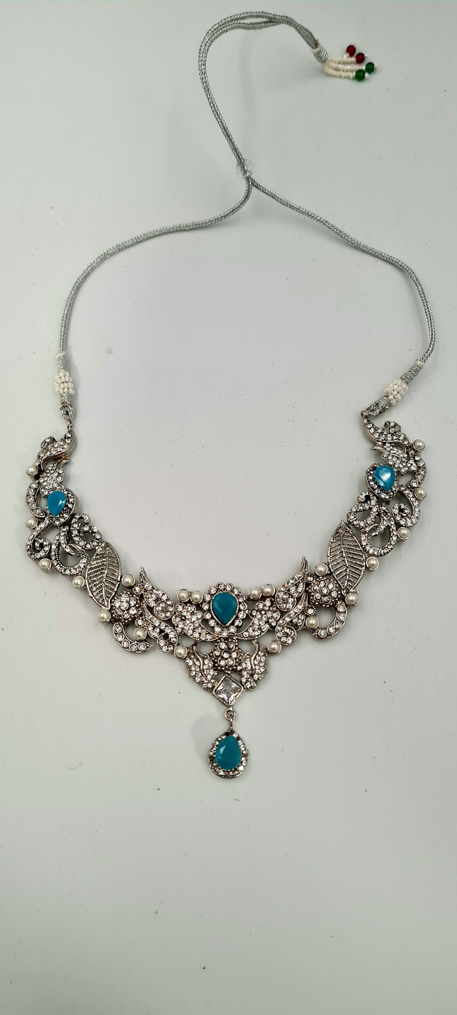 Silver Feroza Light Blue Bridal Party Wear Classic Hand Made Jewellery ...