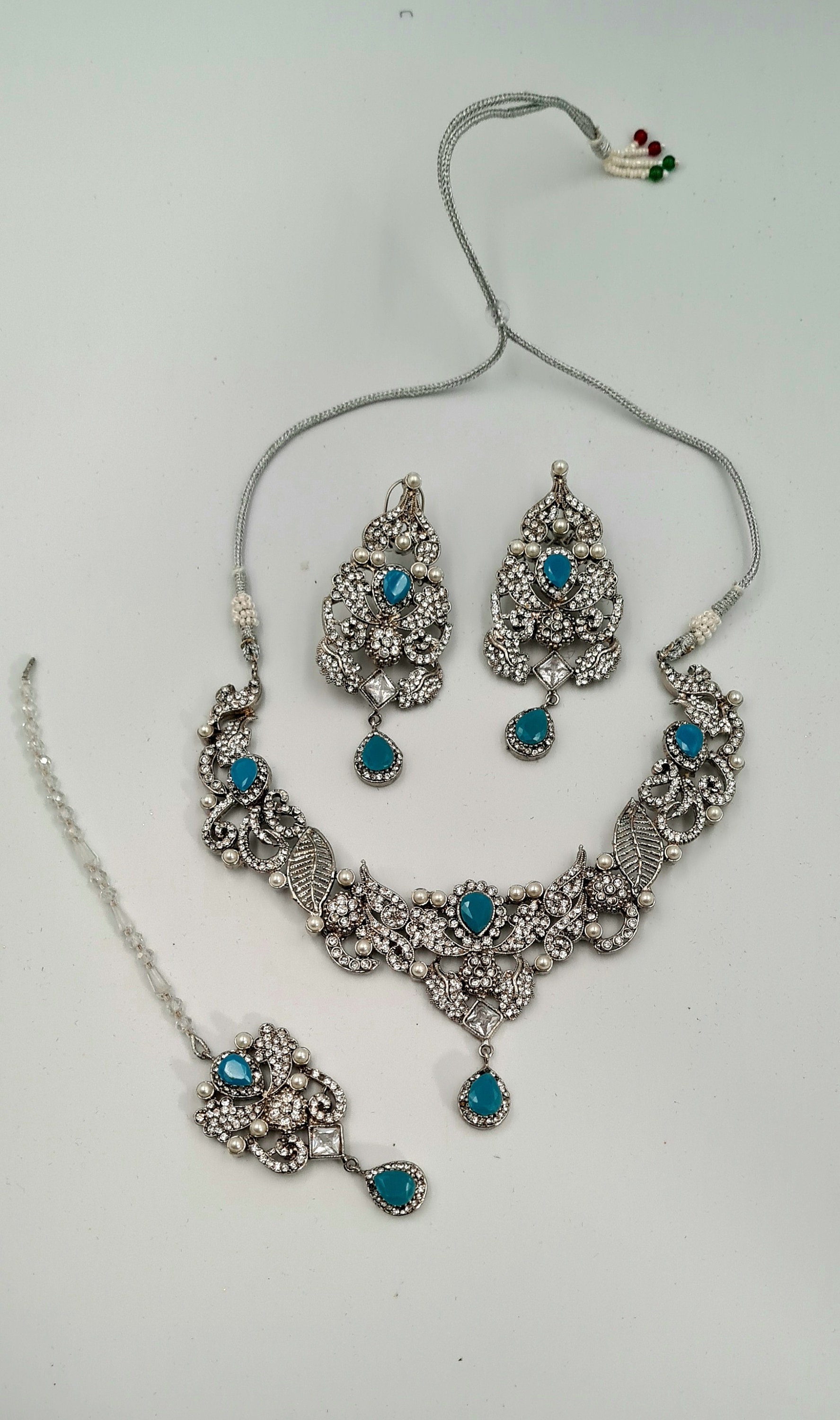 Silver Feroza Light Blue Bridal Party Wear Classic Hand Made Jewellery ...