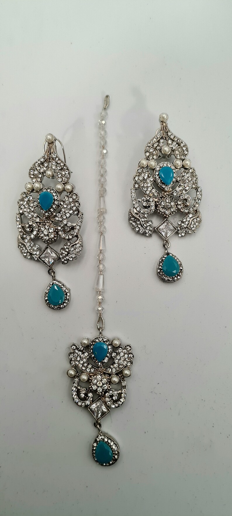 Silver Feroza Light Blue Bridal Party Wear Classic Hand Made Jewellery ...