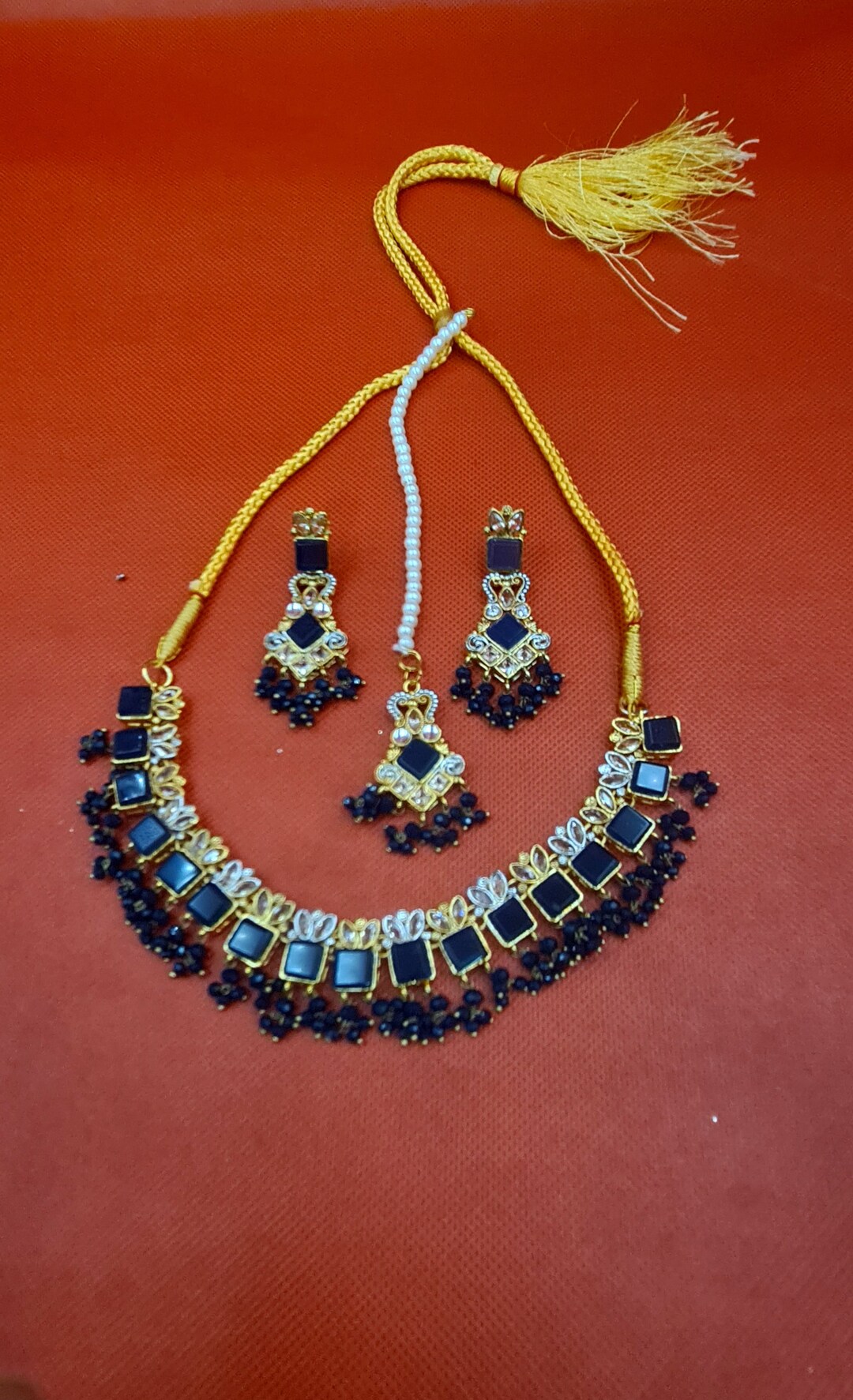 Nave Sephire Blue Stone Necklace Set. Very Beautiful. Wedding and Party ...