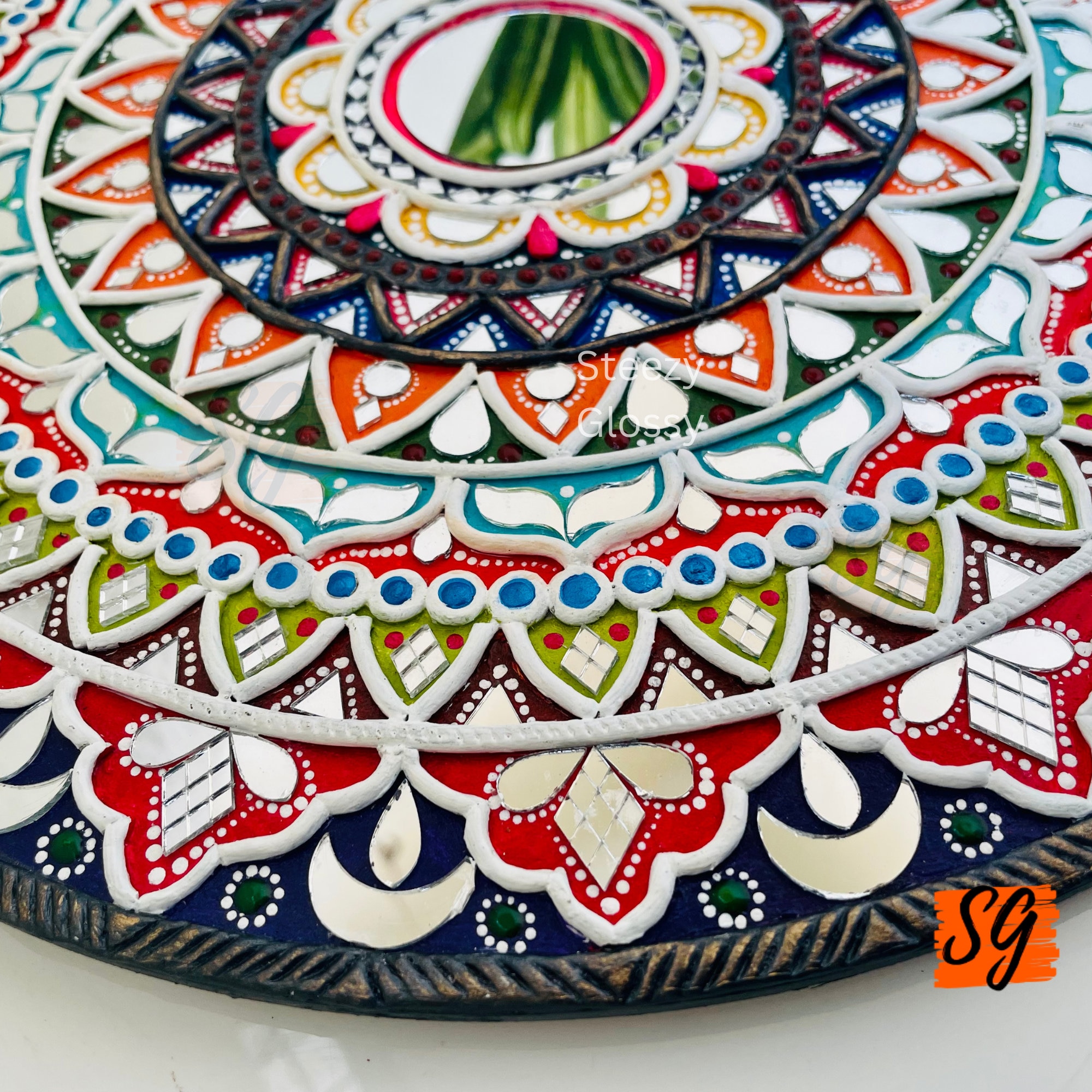 Clay Mandala Art Lippan Artwork 14 Inch Board 3D and Mirror Art Steezy ...