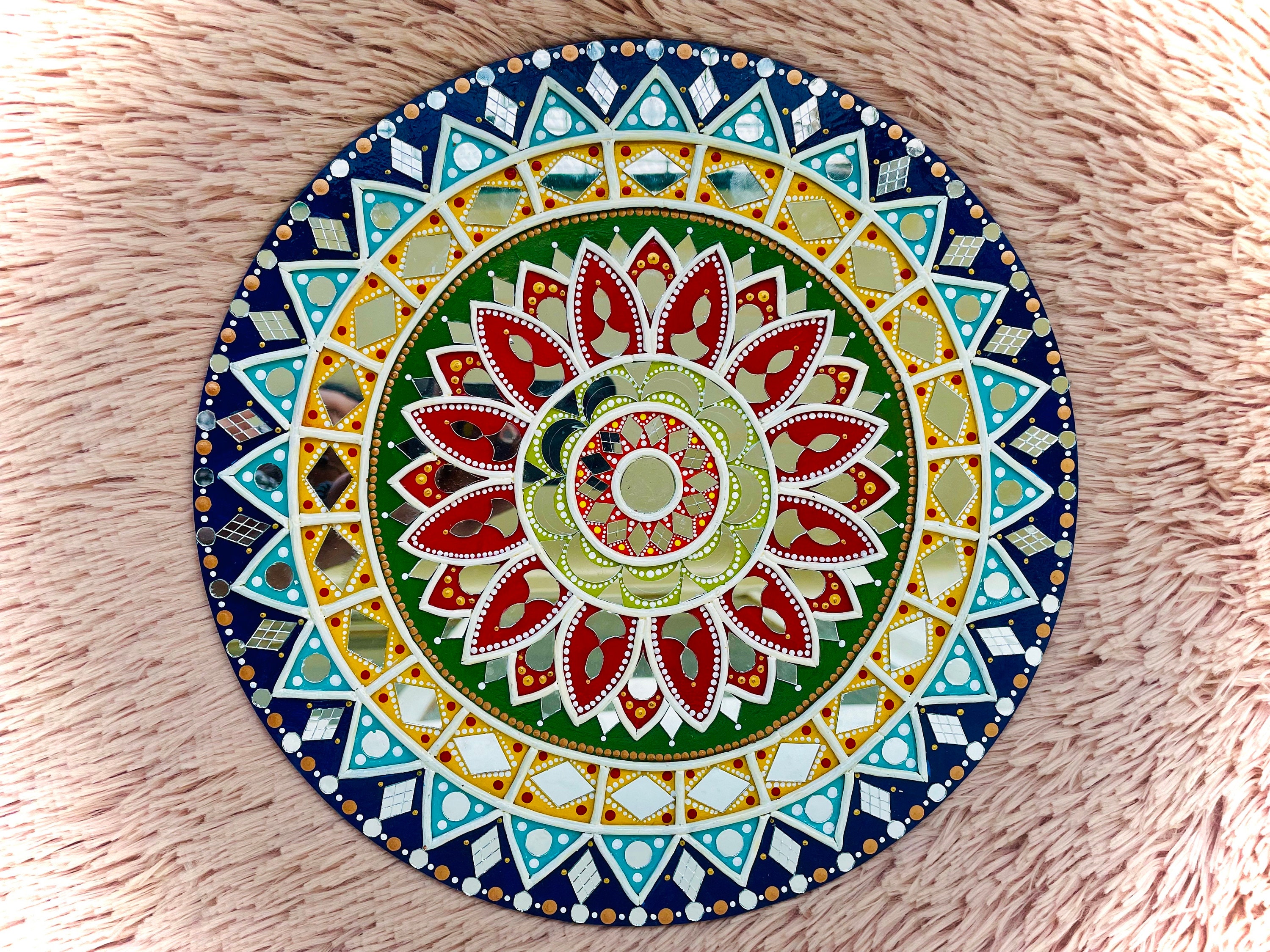 Clay Mandala Art Lippan Artwork 12 Inch Board 3D and Mirror Art Steezy ...