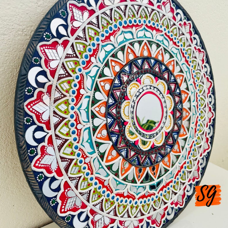 Clay Mandala Art | Lippan Artwork 14 Inch Board | 3D and Mirror Art ...