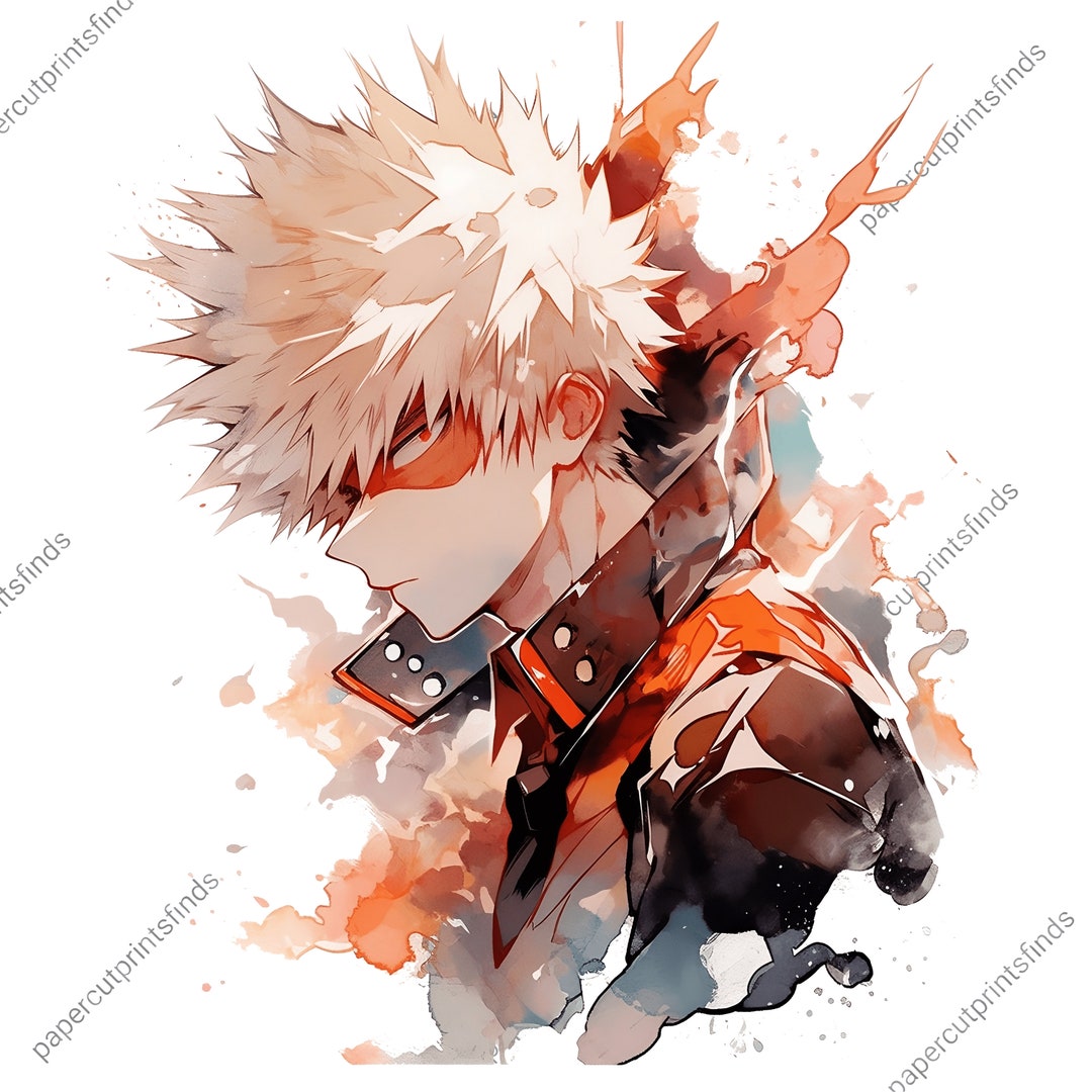 Explosive Bakugo Watercolor Art Print, High Resolution Digital Download ...