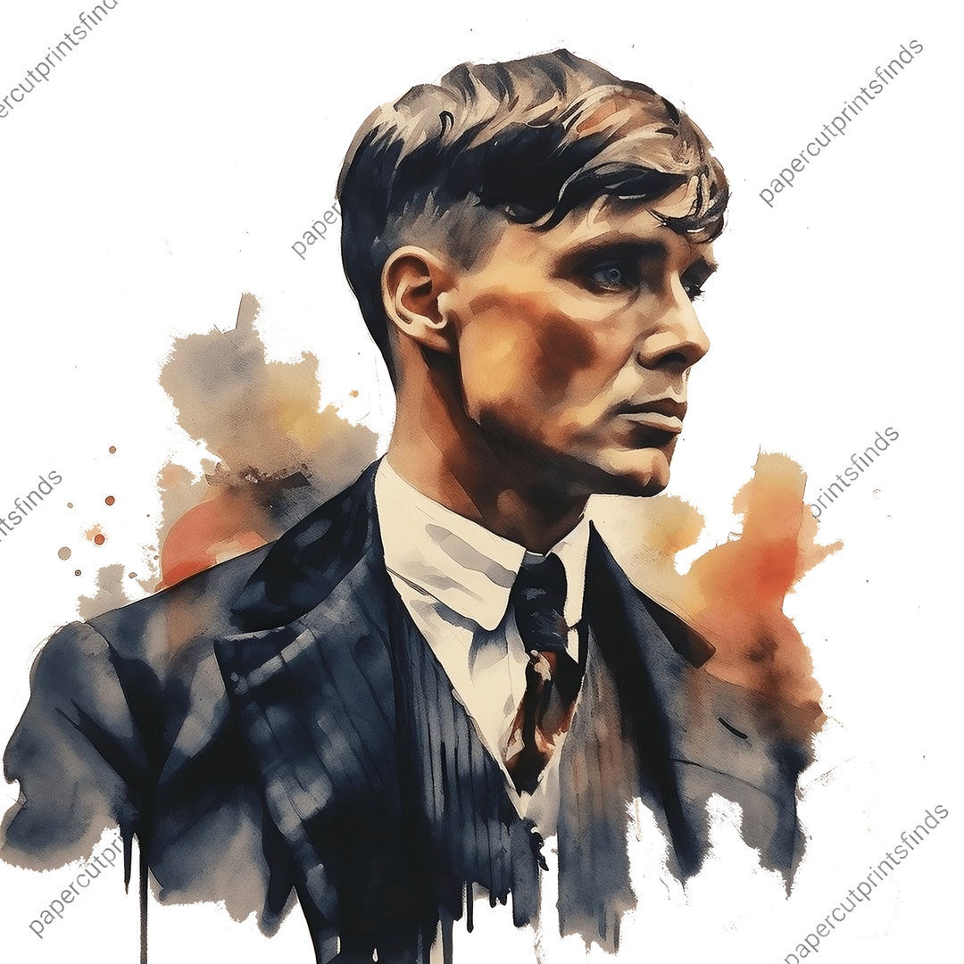 Striking Thomas Shelby Watercolor Portrait, High Resolution Digital ...
