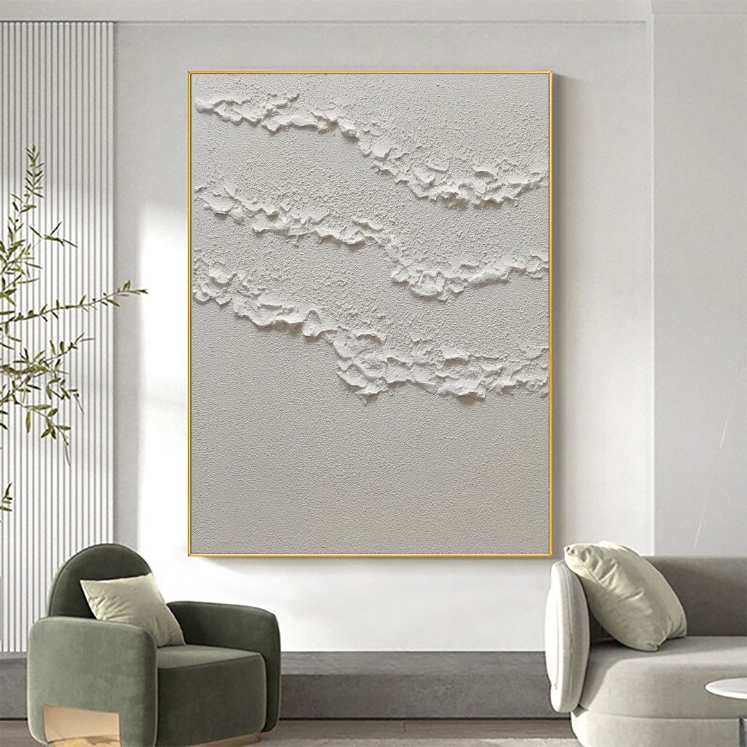 3D White Minimalist Beach Painting Textured Wall Art Ocean - Etsy