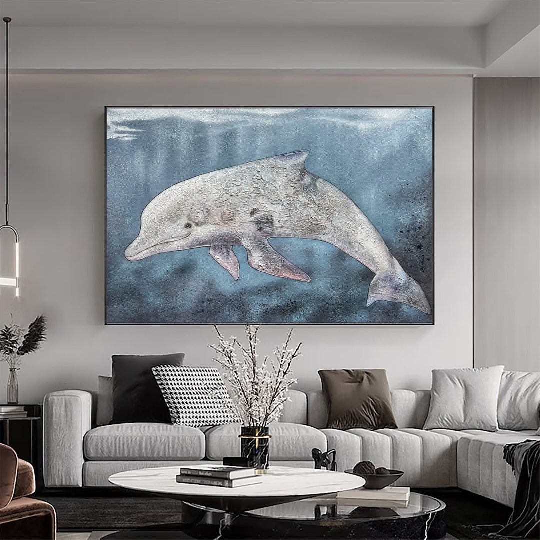 Large Abstract Dolphin Oil Painting on Canvas Original and - Etsy