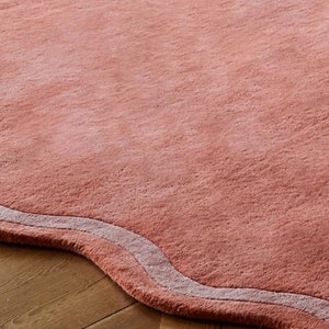 Scallop Wavy Shaped Hand Tufted Irregular Solid Color Large Area Rug ...