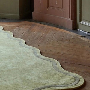 Scallop Wavy Shaped Hand Tufted Irregular Solid Color Large Area Rug ...